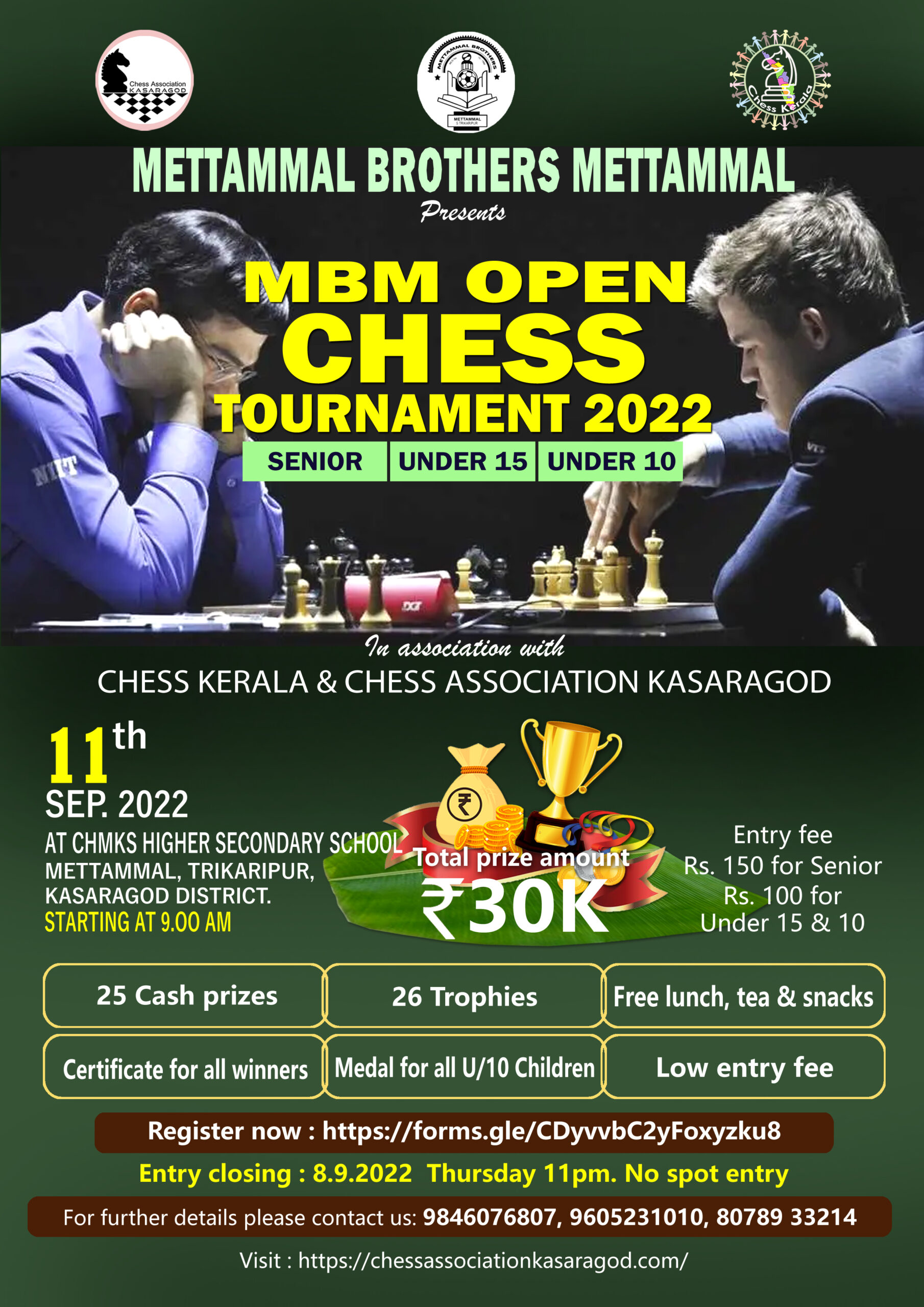 MBM OPEN CHESS TOURNAMENT 2022 - Chess Association Kasaragod